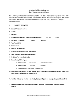 Fillable Online MAS Land Project Assessment Form Fax Email Print ...