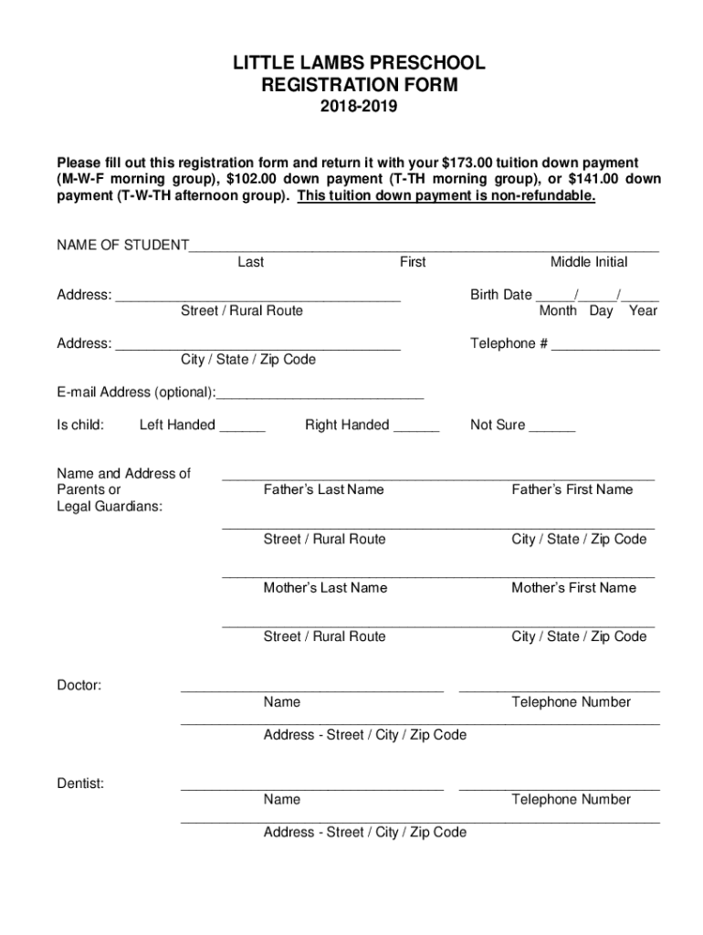 Fillable Online Forms - Little Lambs Preschool Fax Email Print - pdfFiller
