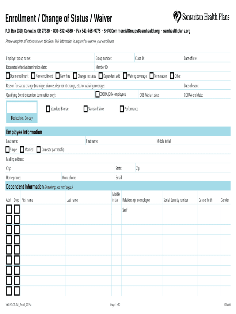 Fillable Online Fillable Online Your Member Forms - Samaritan Health Plans ... Fax Email Print ...