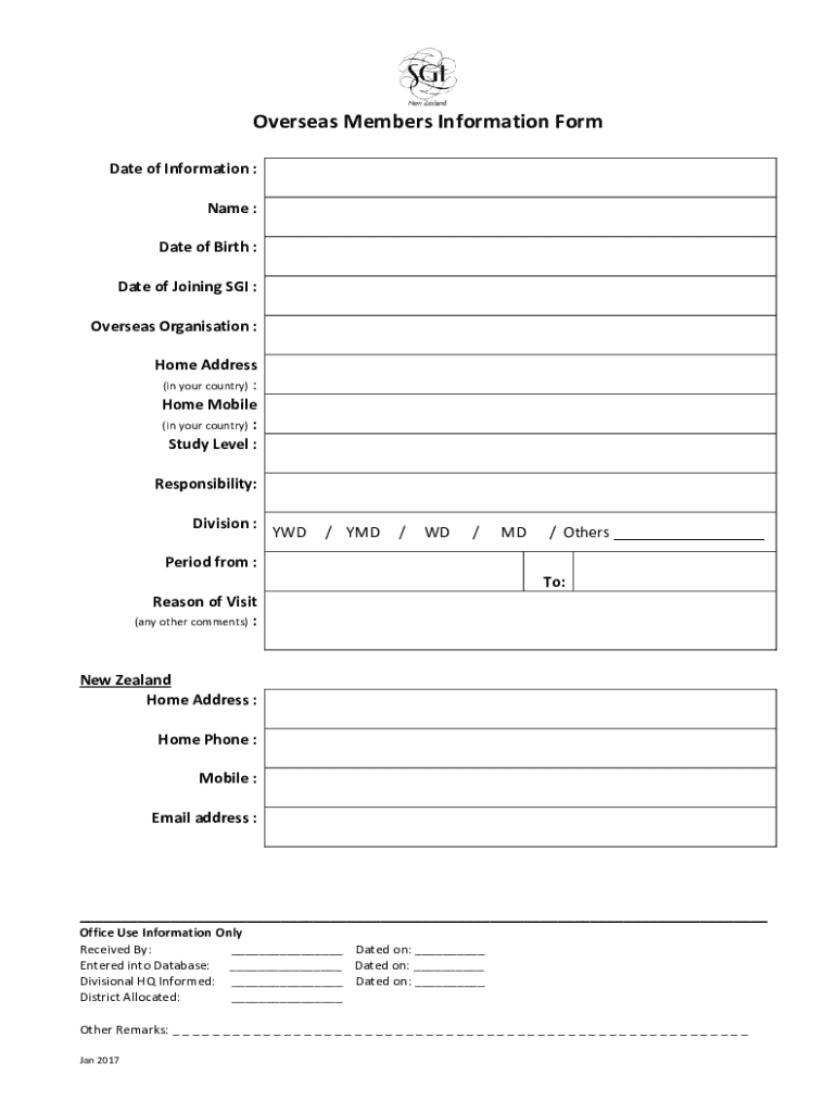 Fillable Online PDF Overseas Member Information Form - SGI New Zealand ...