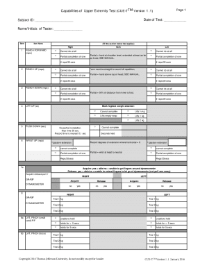 Fillable Online Capabilities of Upper Extremity Test (CUE-TTM Version 1 ...