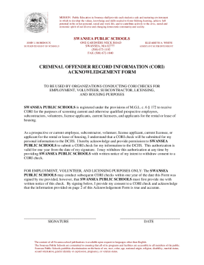 Fillable Online CORI Form-JohnLiz Fax Email Print - pdfFiller