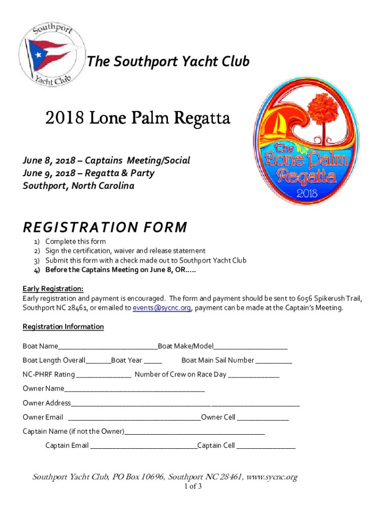 Fillable Online 2018 Registration Form Lone Palm Regatta CJW edits Fax ...