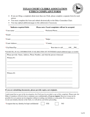 Fillable Online Fillable Online ETHICS COMPLAINT FORM TEXAS COURT ...