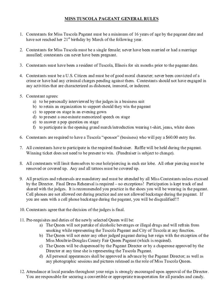 Fillable Online 16 Rules Miss America Pageant Contestants Have To ...
