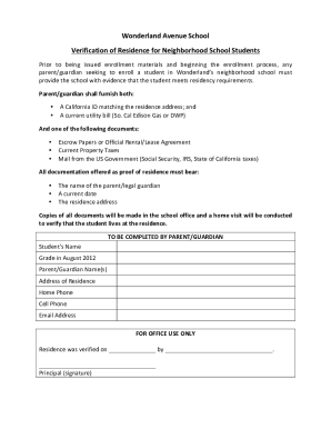 Fillable Online Wonderland Verification of Residence form Fax Email Print - pdfFiller