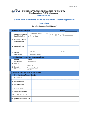 Fillable Online pta gov MMSI Form -amend Fax Email Print - pdfFiller