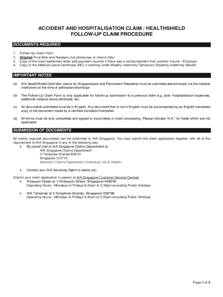 Fillable Online Accident and Hospitalisation Claim Form Fax Email Print ...