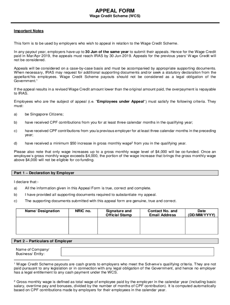 Fillable Online APPEAL FORM - Inland Revenue Authority of Singapore Fax ...