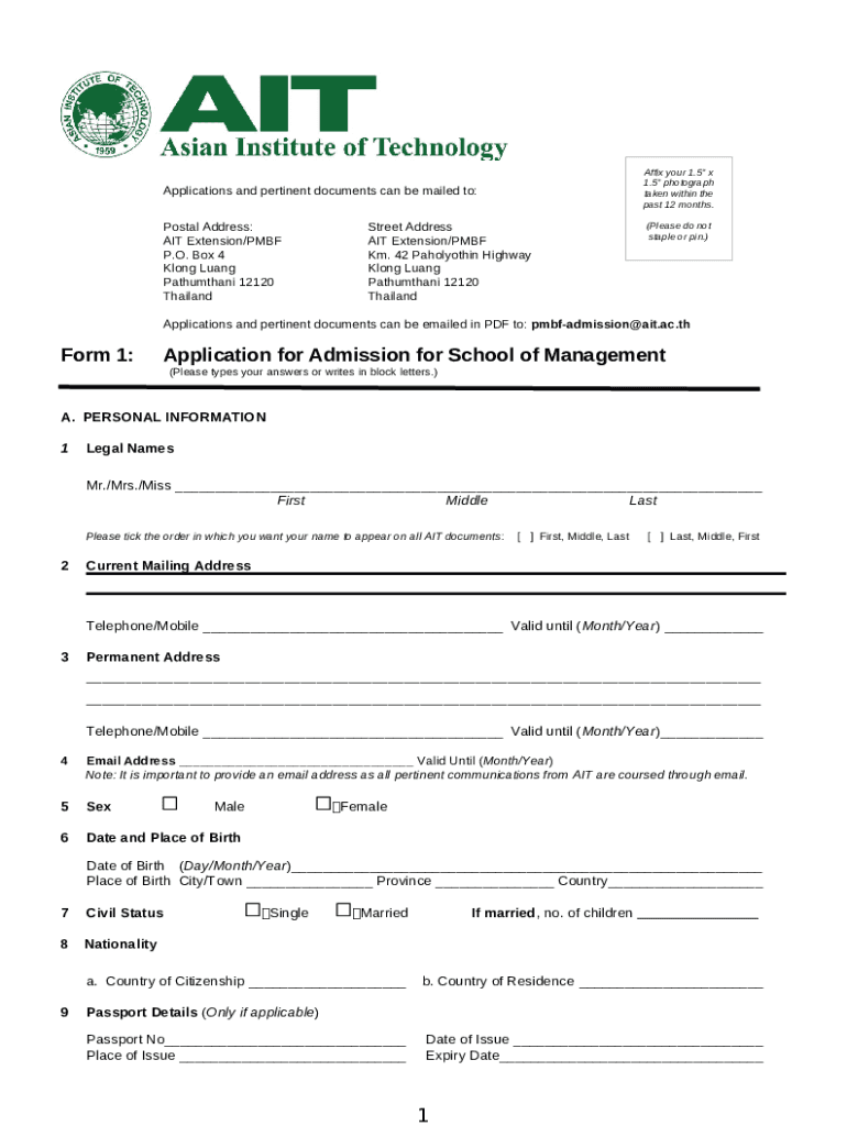 A. PERSONAL INATION - AIT Banking and FinanceAIT ... Doc Template | pdfFiller