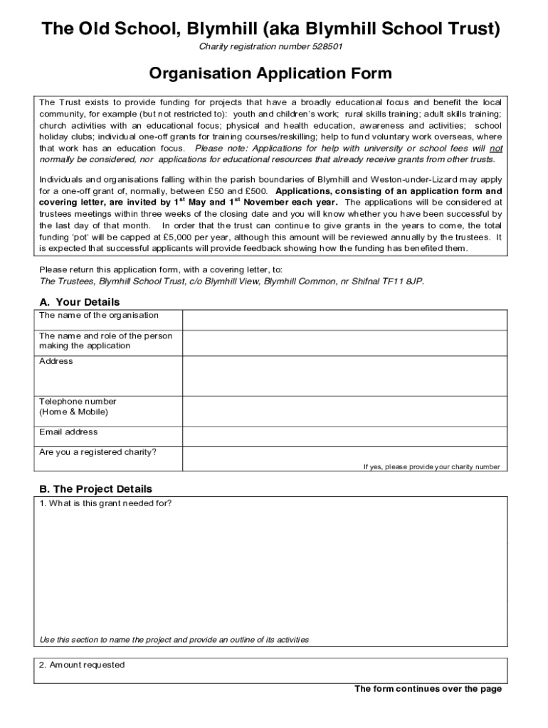 Fillable Online The Old School Trust Application Form - Group-1.pdf Fax ...