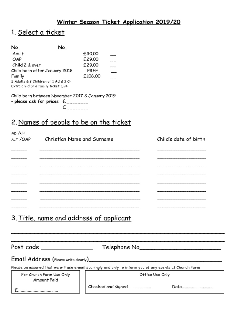Fillable Online season ticket application form - Create Forms for Free ...