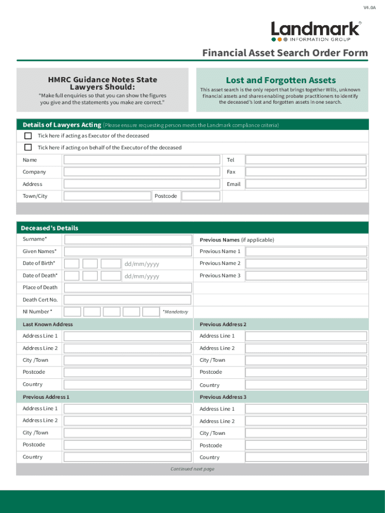 Fillable Online Lost and Forgotten Assets Fax Email Print - pdfFiller