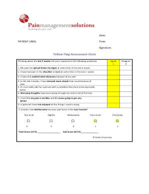 Fillable Online Yellow Flag Assessment Form Fax Email Print - pdfFiller