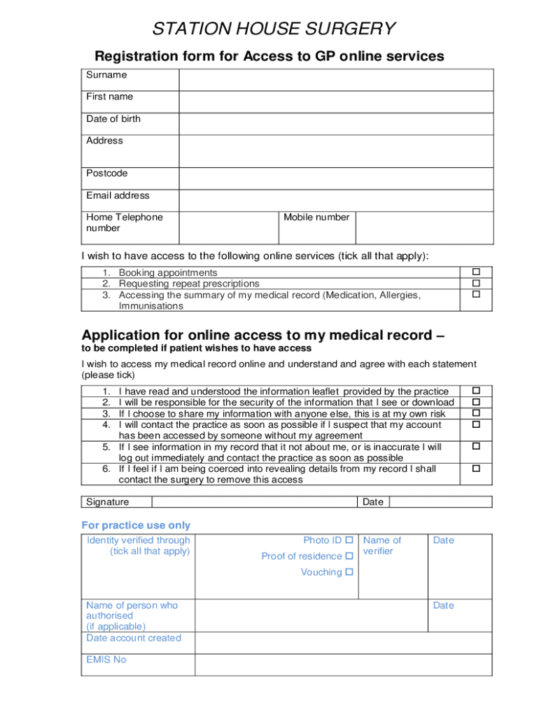 Fillable Online Station House Surgery - Information about the doctors ...