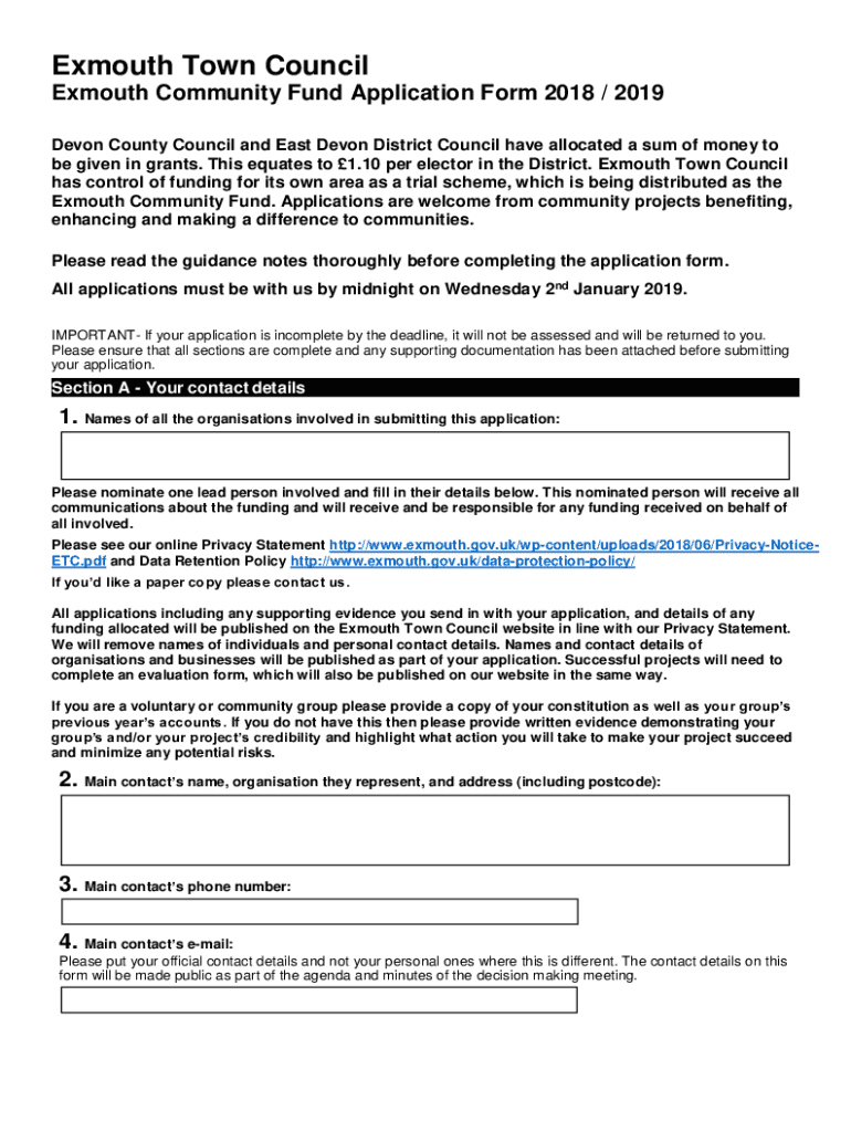 Fillable Online Welcome to Exmouth Town Council - Exmouth Town Council ...