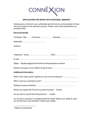 Fillable Online Ministry-application-form.doc Fax Email Print - pdfFiller
