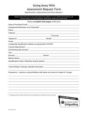 Fillable Online Going Away With Assessment Request Form Fax Email Print ...