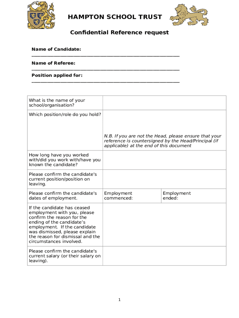 Emp: safer recruitment pack: reference ... - Hampton Prep School - hamptonschool org Doc ...