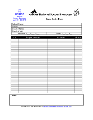 Fillable Online 2018 Girls Team Roster Form.doc Fax Email Print - pdfFiller