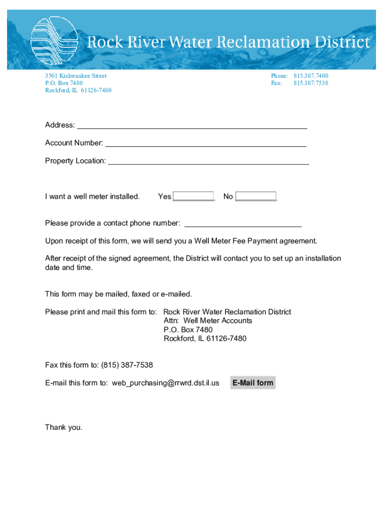 Fillable Online Well Letter Form - Rock River Water Reclamation ...