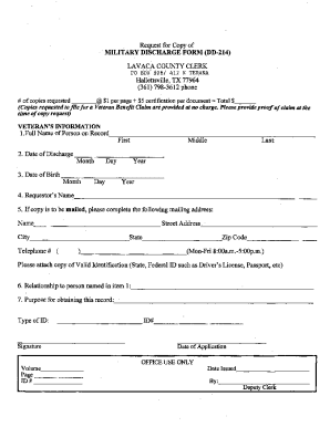 Fillable Online Request for Copy of . MILITARY DISCHARGE FORM (DD-214 ...