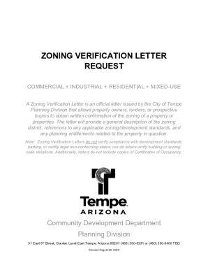 Fillable Online ZONING VERIFICATION LETTER REQUEST - Tempe, Arizona Fax ...