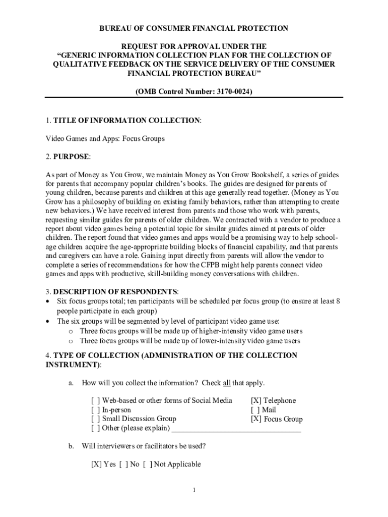 Fillable Online Generic Information Collection Plan for the Collection ...