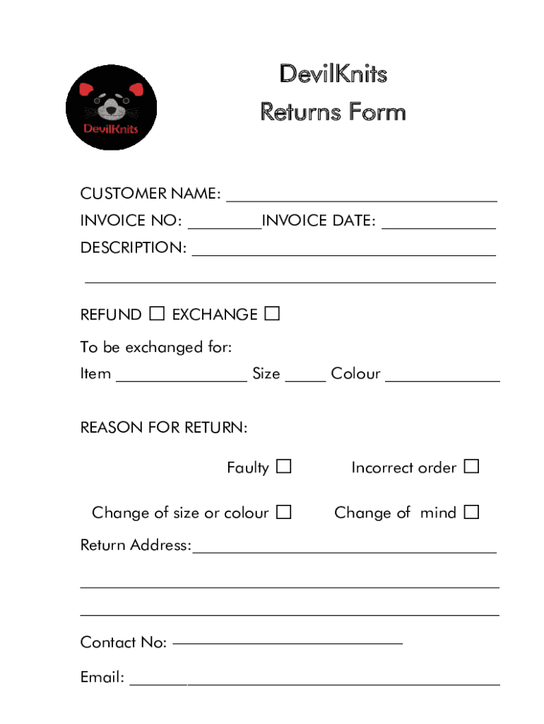 Fillable Online Goods RETURN and EXCHANGE Form - eNurse.com.au Fax ...