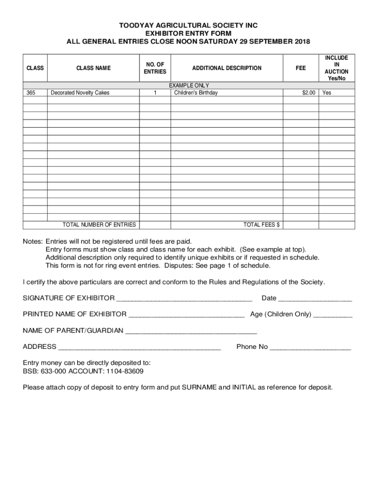 Fillable Online Late entries will be permitted with an additional Fax ...