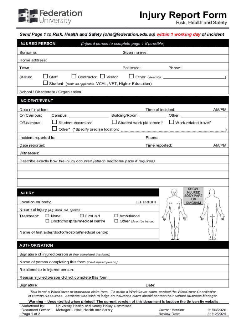 Fillable Online policy federation edu FREE 9+ Incident Safety Report ...