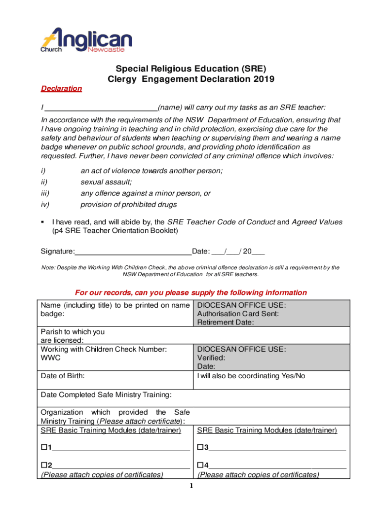 Fillable Online SRE Engagement Form V6 - CCCAust(NSW Fax Email Print - pdfFiller