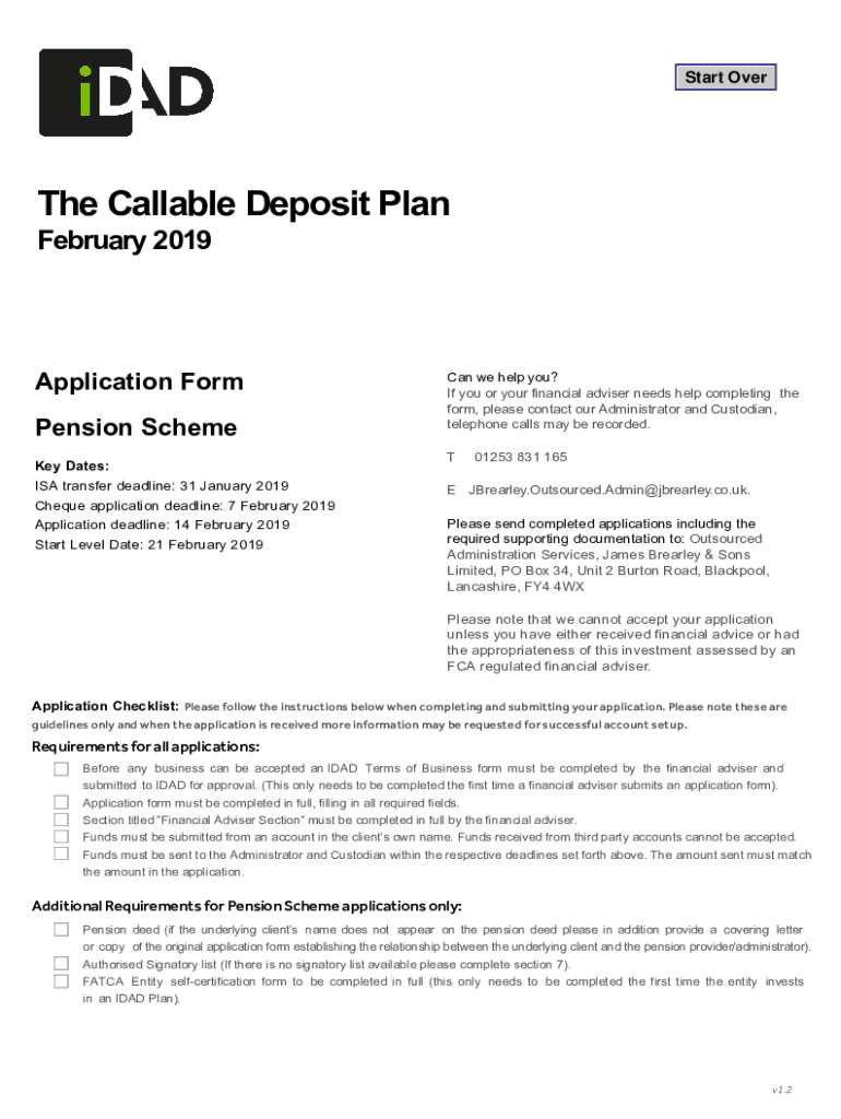 Fillable Online The Callable Deposit Plan - iDAD Fax Email Print ...