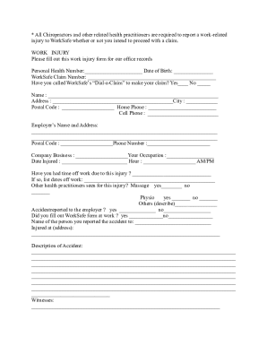 Fillable Online WorkSafeBC billing for chiropractors - Claim Manager ...