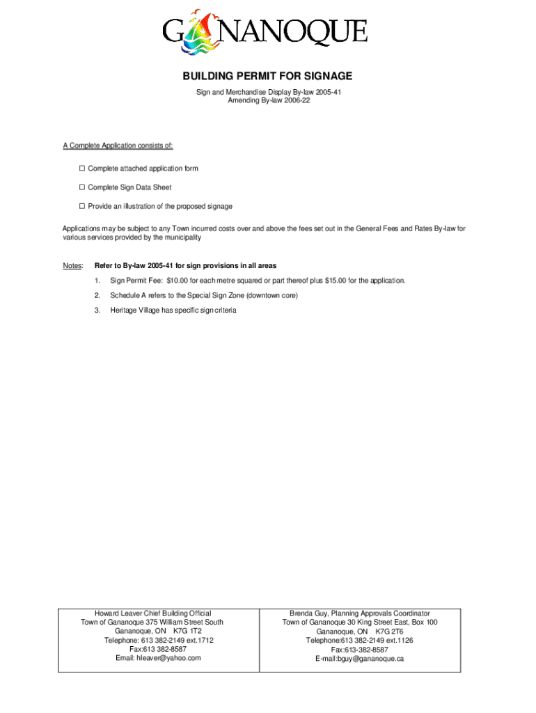 Fillable Online Building permit application for signage Fax Email Print ...