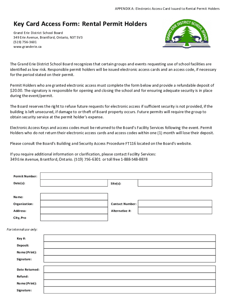 Fillable Online FT116 App A Rental Permit Holder Key Access Form Fax ...