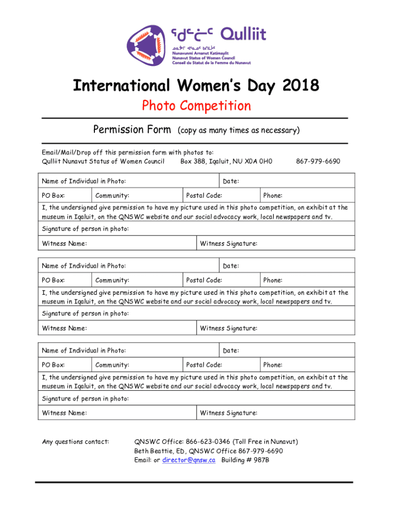 Fillable Online IWD Photo Permission Form English 2017.doc Fax Email Print - pdfFiller