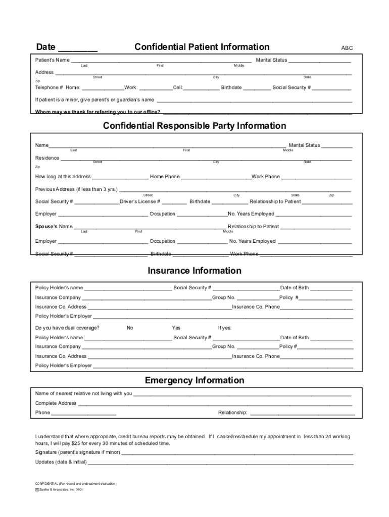 Fillable Online Todays Date: Confidential Patient Intake Form Information ... Fax Email Print ...