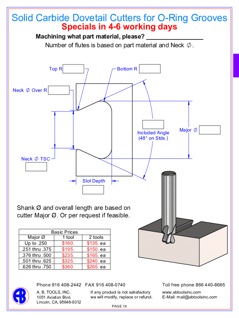 Dovetail Cutters For O Ring Grooves - Fill Online, Printable, Fillable ...