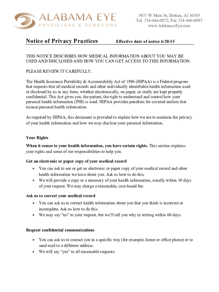 Fillable Online Notice of Privacy Practices form.doc Fax Email Print ...