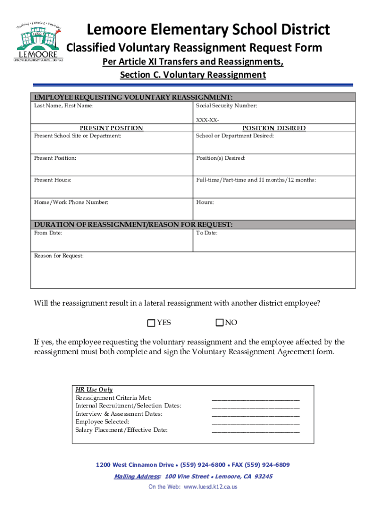 Fillable Online PDF Classified Voluntary Reassignment Request Form ...