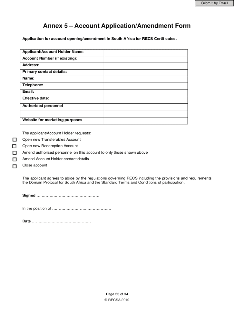 Fillable Online REC Registry Account Application Form. Domain Protocol ...