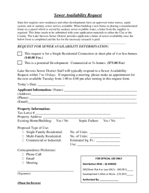 Fillable Online Sewer Availability Request Form Fax Email Print - pdfFiller