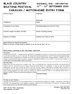 Fillable Online Caravan Motorhome Entry Form.doc Fax Email Print ...