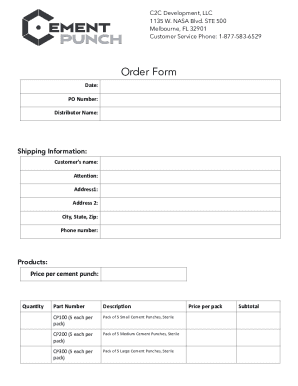 Fillable Online Cement Punch order form Fax Email Print - pdfFiller