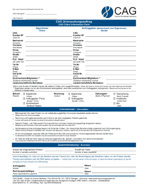Fillable Online CAG Untersuchungsauftrag CAG Client Information Form ...