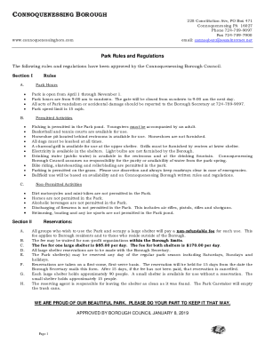 Fillable Online FACILITY RENTAL RULES & REGULATIONS Fax Email Print ...