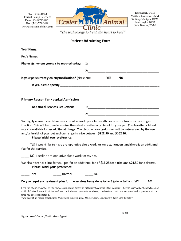 Fillable Online Fillable Online Boarding Consent Form - crateranimalclinic ... Fax Email Print ...