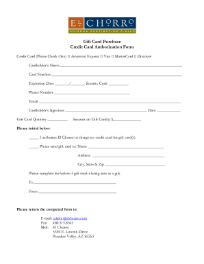 Fillable Online Gift Card Purchase Credit Card Auth Form Fax Email ...