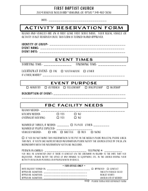 Fillable Online ACTIVITY RESERVATON FORM Fax Email Print - pdfFiller